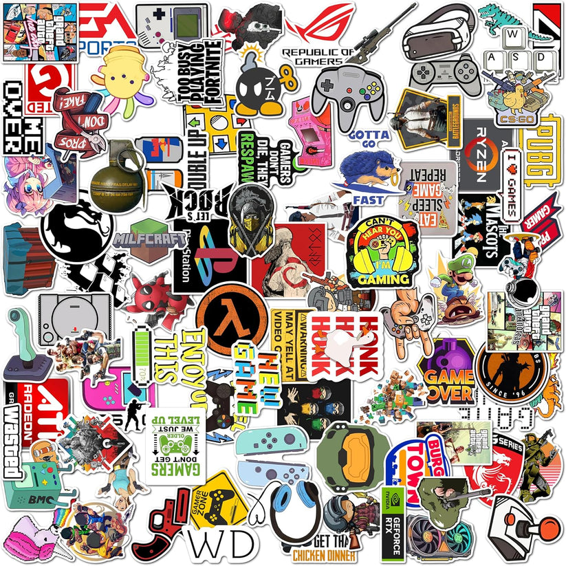 91 Vibrant Gaming Sticker Set for Console & PC Gamers - Mobile, Laptop ...