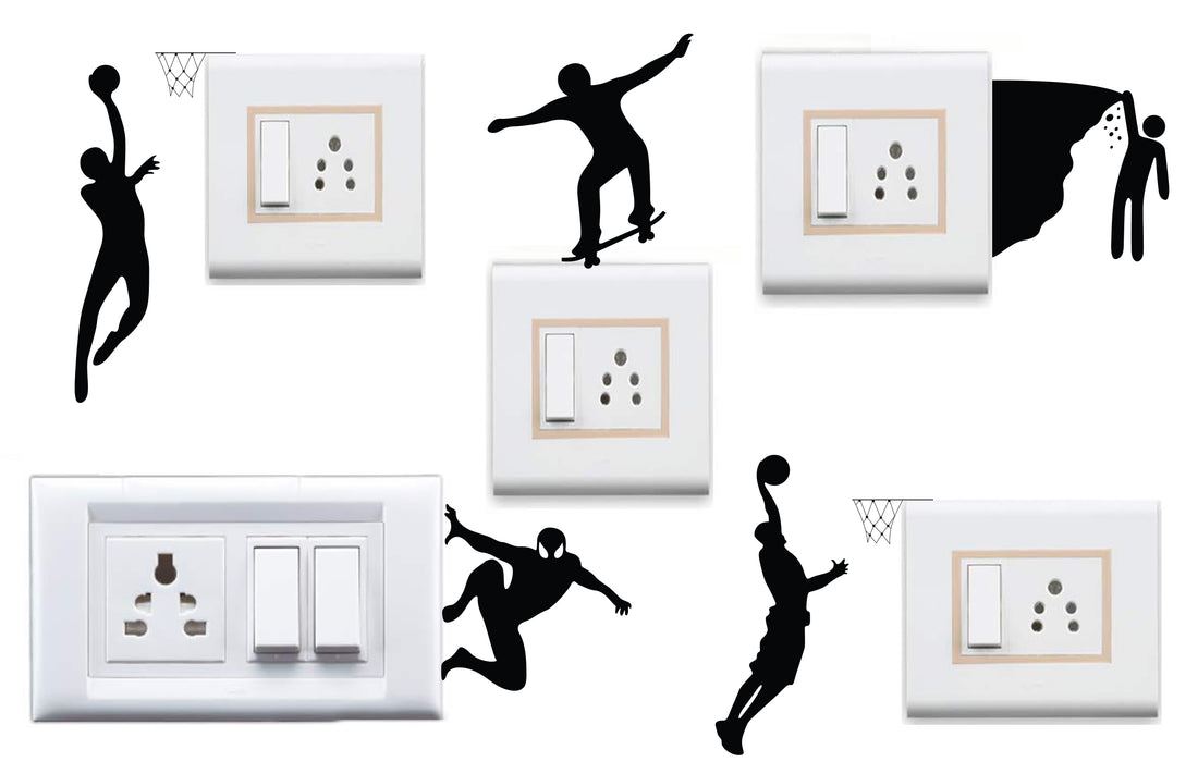 Vinyl Sports Combo Switch Board Sticker - Set of 5 (Black) – WallDesign